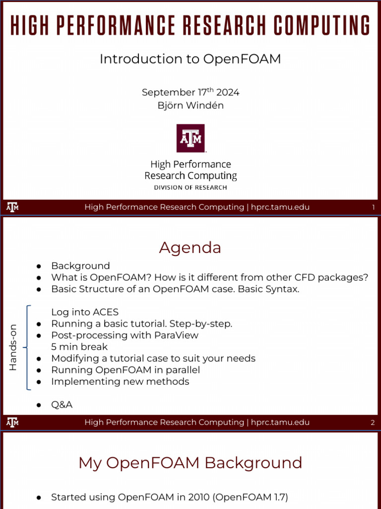 ACES_Intro_OpenFOAM_Fall24 | PDF | Software Engineering | Computer Programming