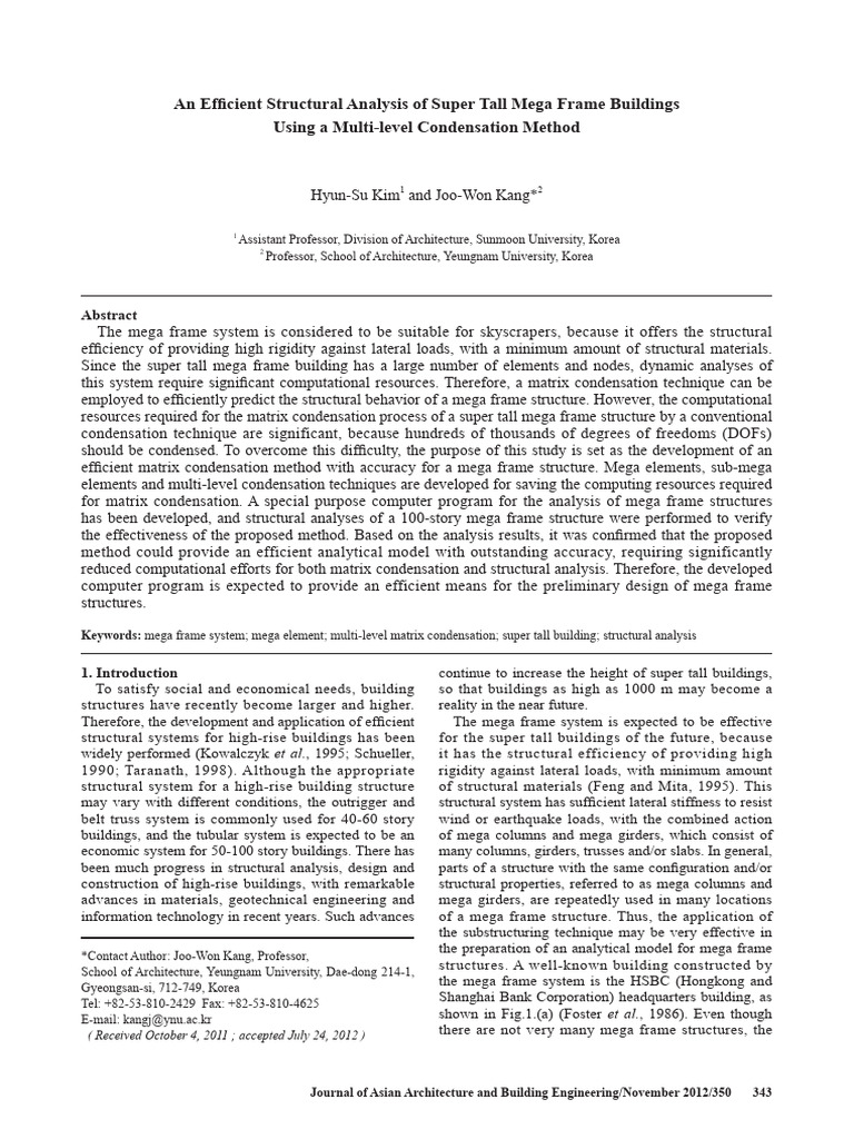 An Efficient Structural Analysis of Super Tall Mega Frame Buildings Using Multi-level ...