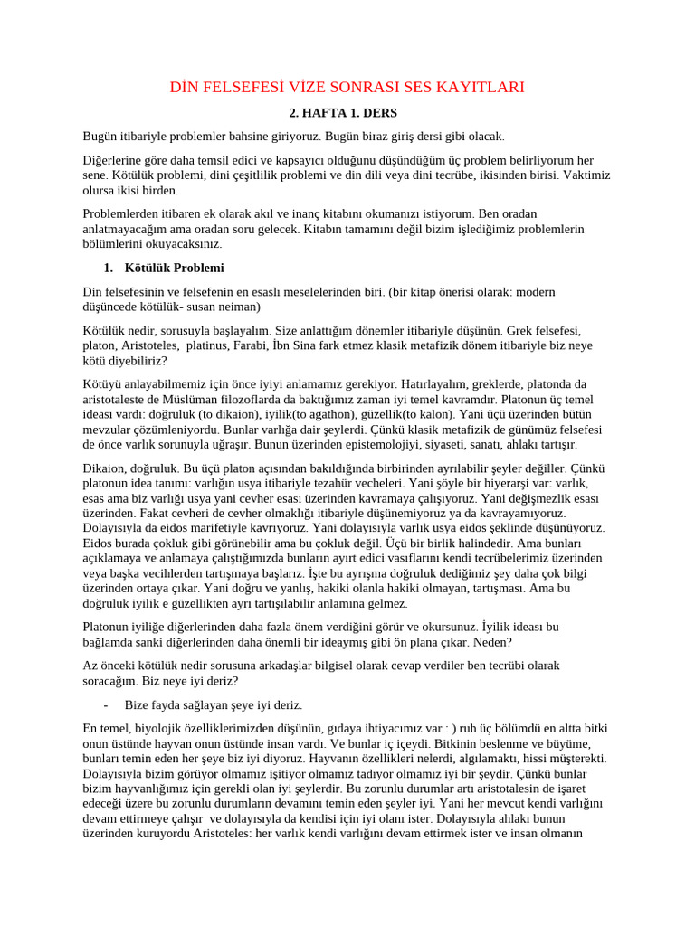 DİN FELSEFESİ VİZE SONRASI SES KAYITLARI | PDF DİN FELSEFESİ VİZE SONRASI SES KAYITLARI | PDF