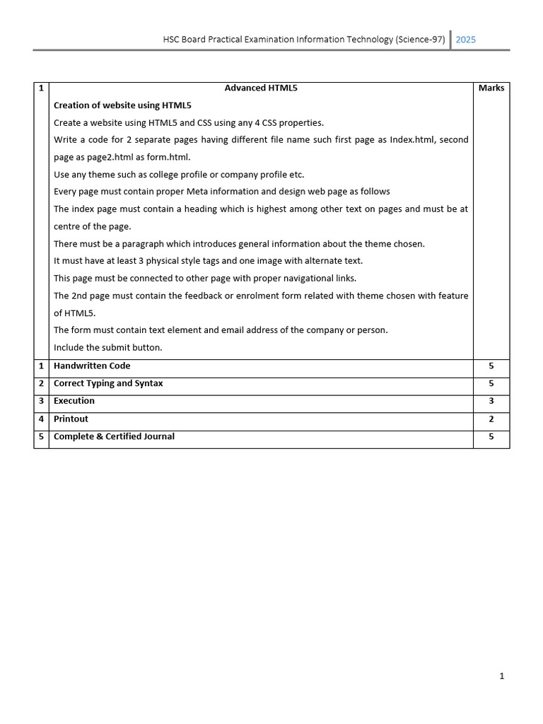 12 IT Science Practical Slips 2025 | PDF | Html Element | Computer Programming