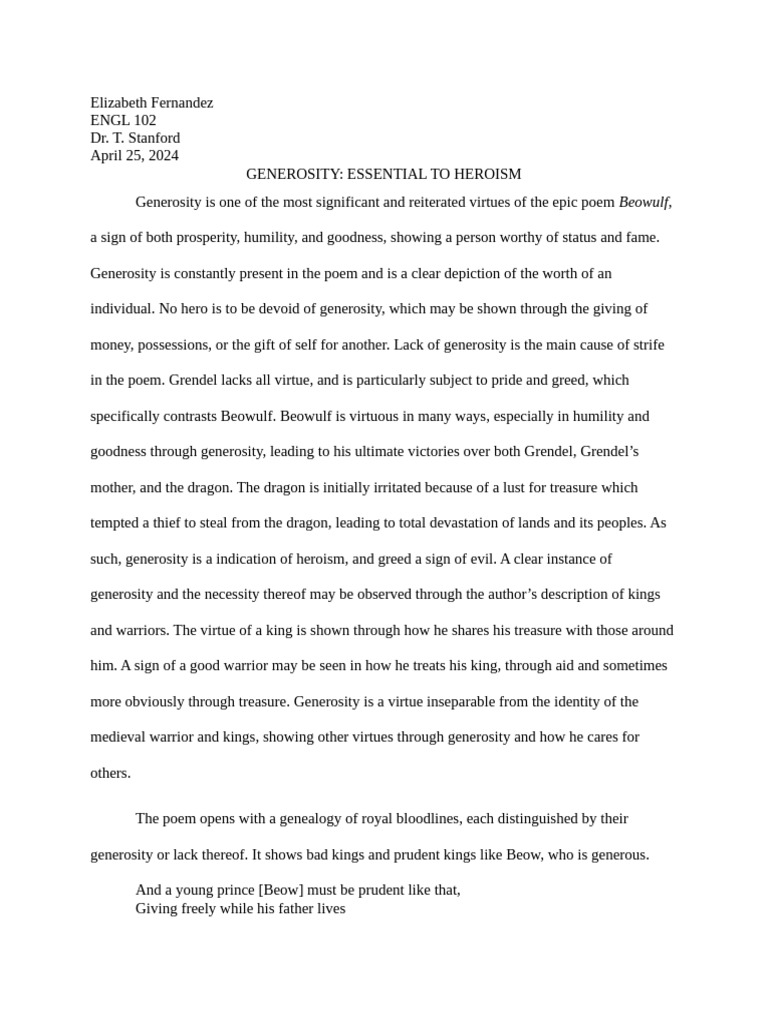 Beowulf Generosity 4.25.24 | PDF | Beowulf | Geats