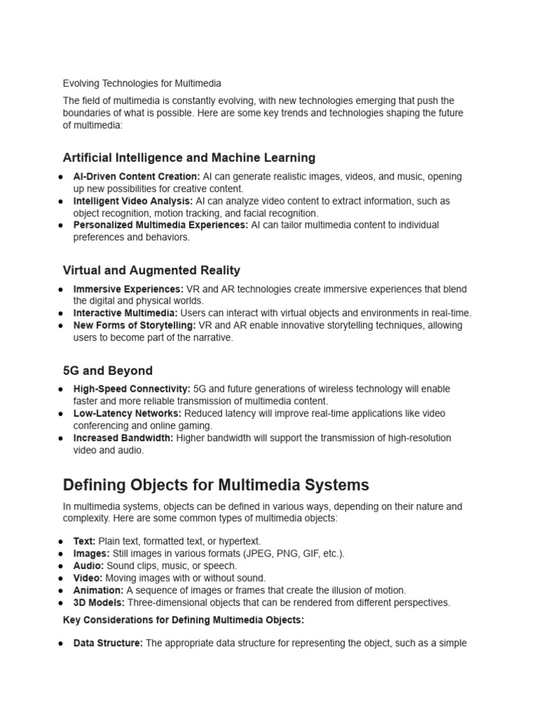Evolving Technologies For Multimedia, Defining Ob... | PDF | Multimedia | Data Compression