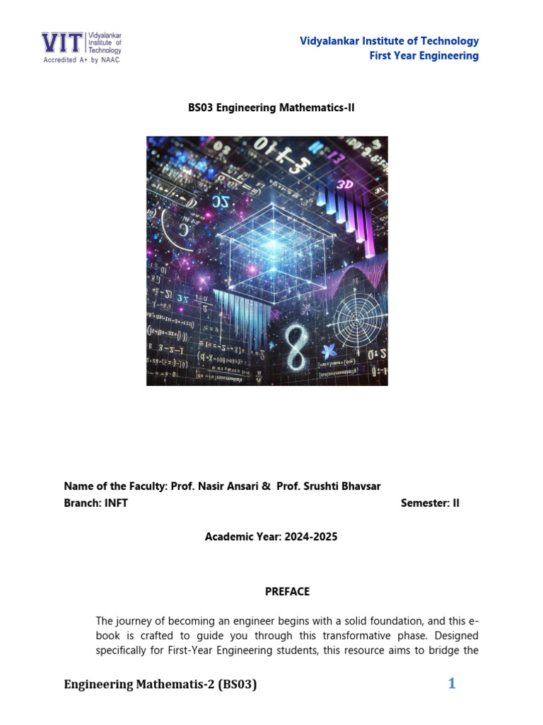 Engineering Mathematics II Syllabus | PDF | Matrix (Mathematics ...
