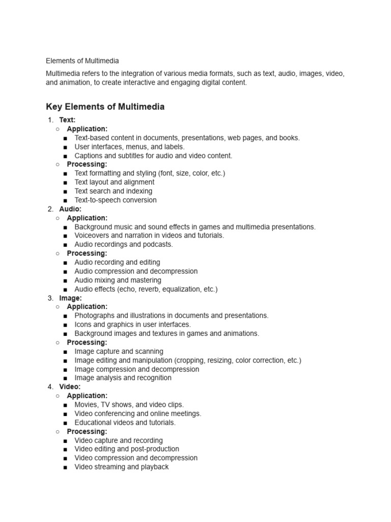 Explain Various Elements of Multimedia Also Writ... | PDF | Multimedia ...