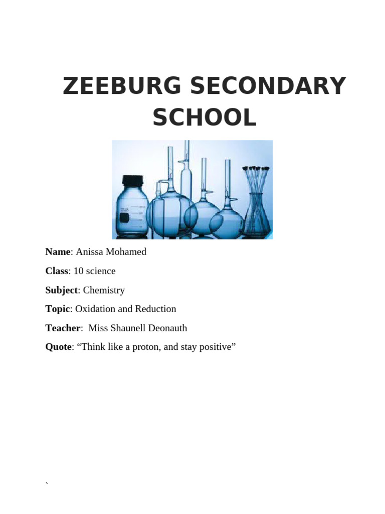 Chemistry Assignment[1] | PDF | Redox | Atoms