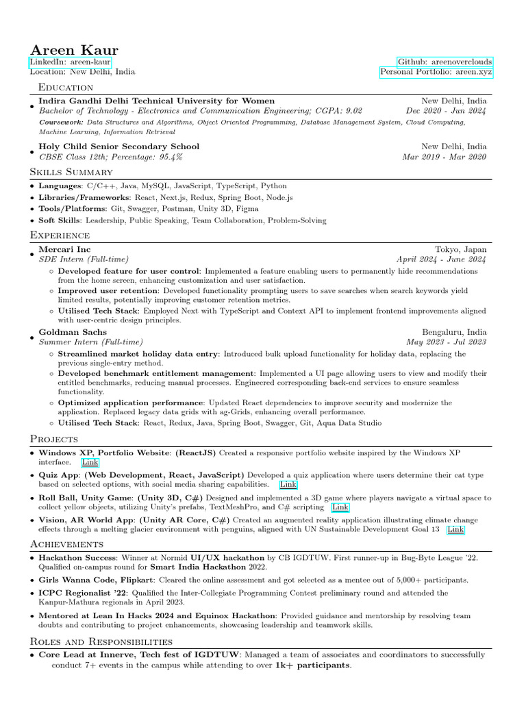 Areen - Resume For Portfolio | PDF | Microsoft Windows | Unity (Game Engine)