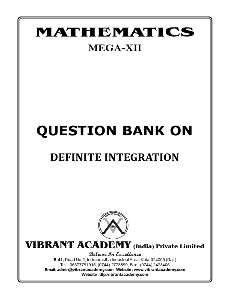 Definite Integration Question Bank | PDF | Trigonometric Functions ...