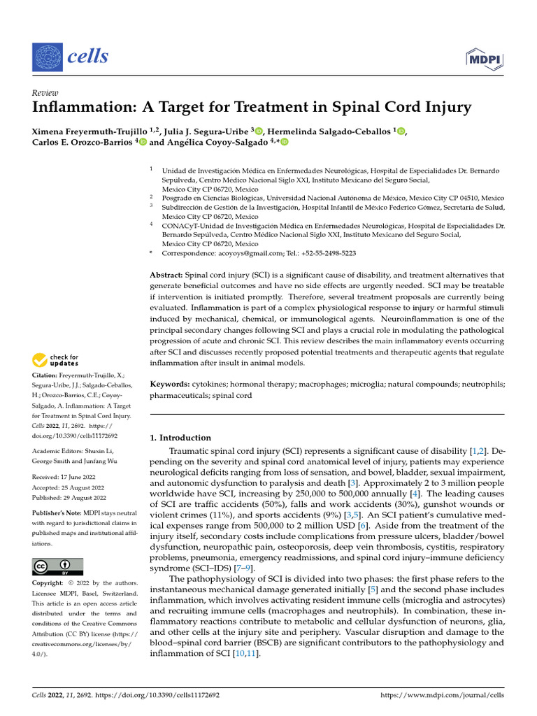 Inflammation in Spinal Cord Injury Treatment | PDF | Microglia | Macrophage