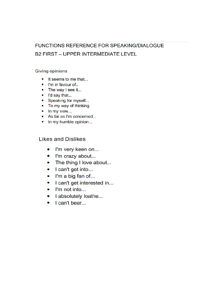 Expressions To Use in Speaking Situations B1 B2 | PDF