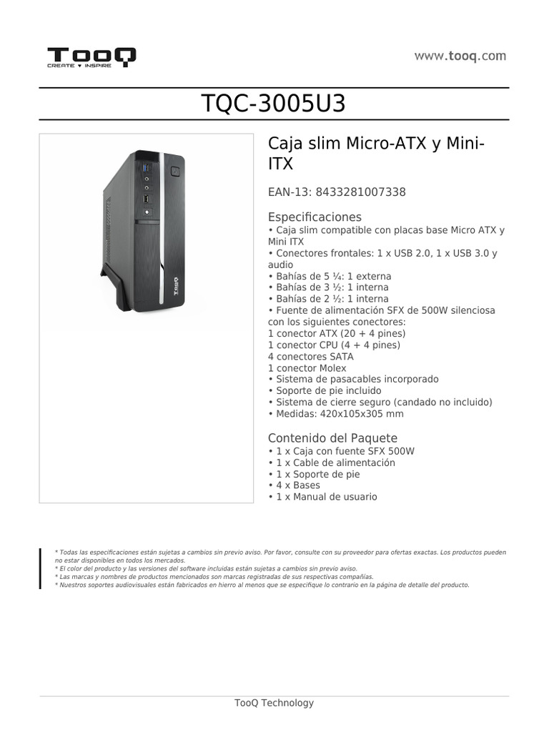 TQC 3005u3 | PDF | Computadoras personales | Ingeniería Informática