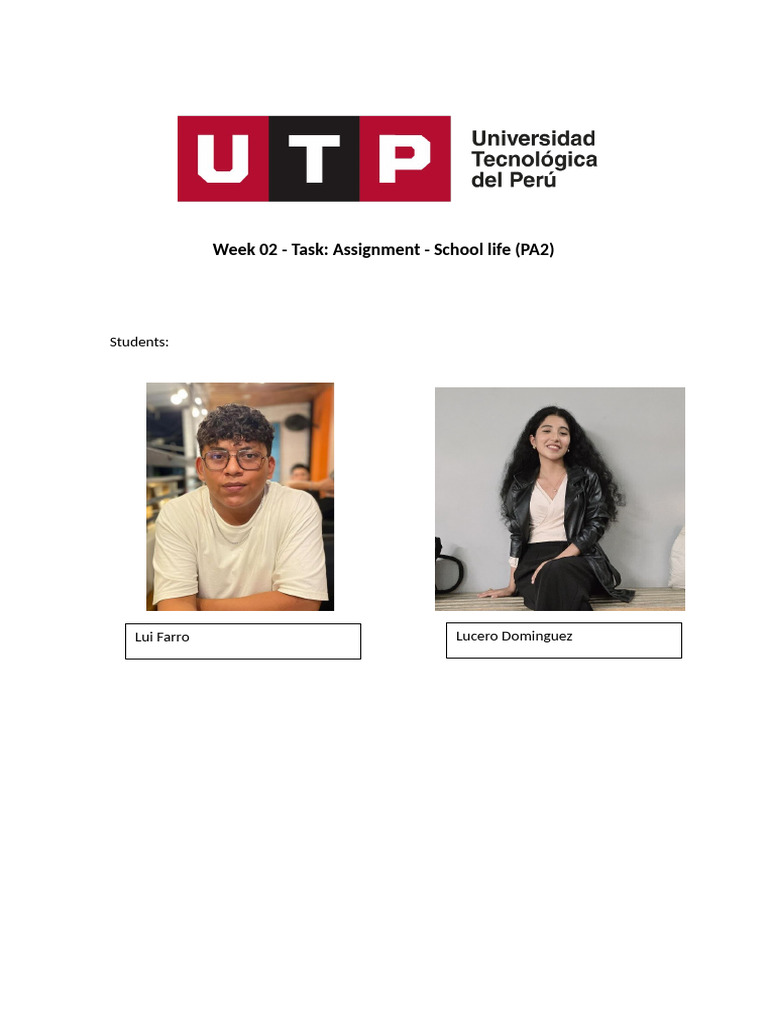 Week 02 - Task: Assignment - School Life (PA2) : Students | PDF