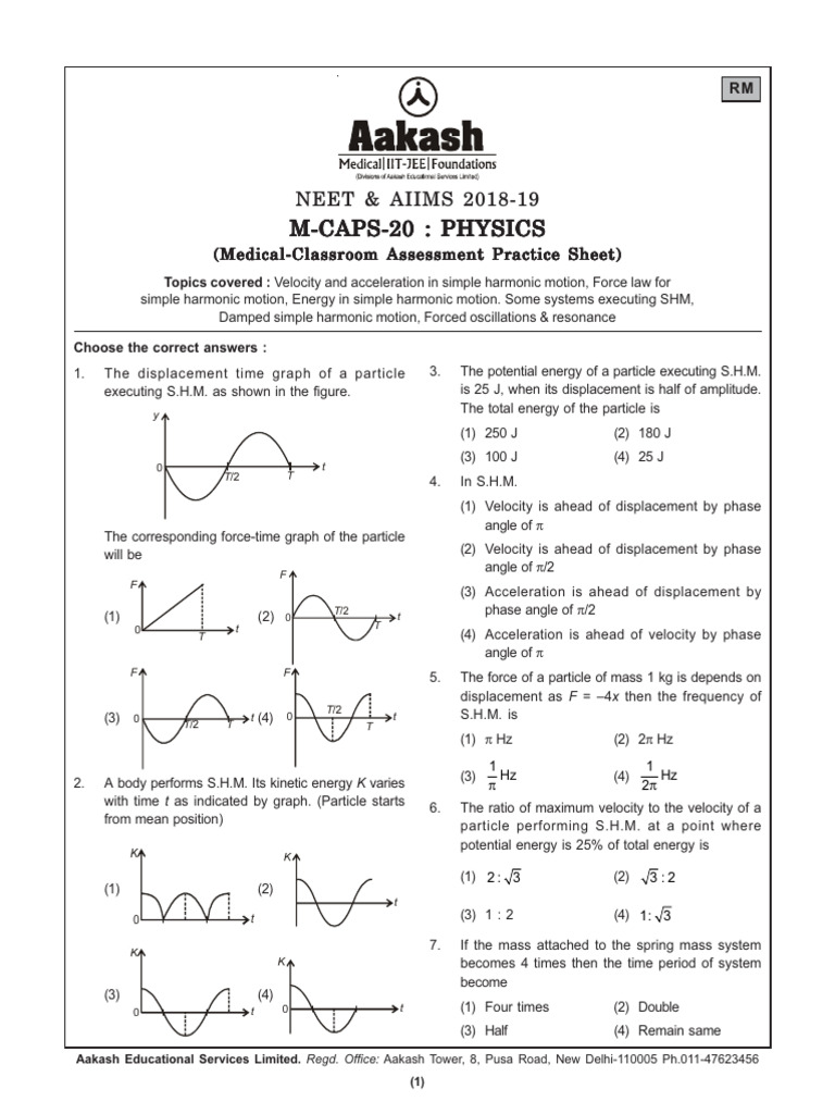 M CAPS 20 Physics | PDF | Oscillation | Pendulum