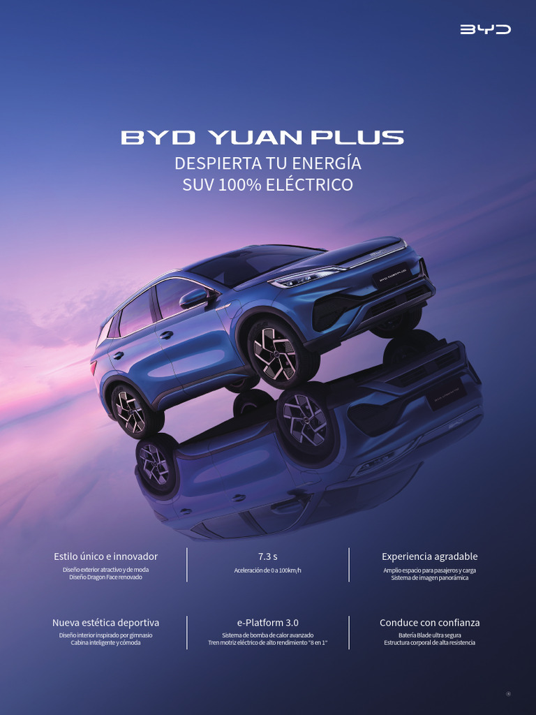 BYD Yuan Plus: SUV Eléctrico y Seguro | PDF | Airbag | Diodo emisor de luz
