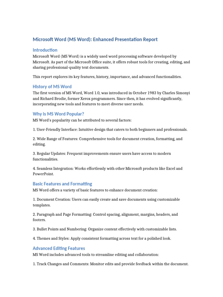 Enhanced_MS_Word_Presentation_Report | PDF | Microsoft Word | Microsoft Office