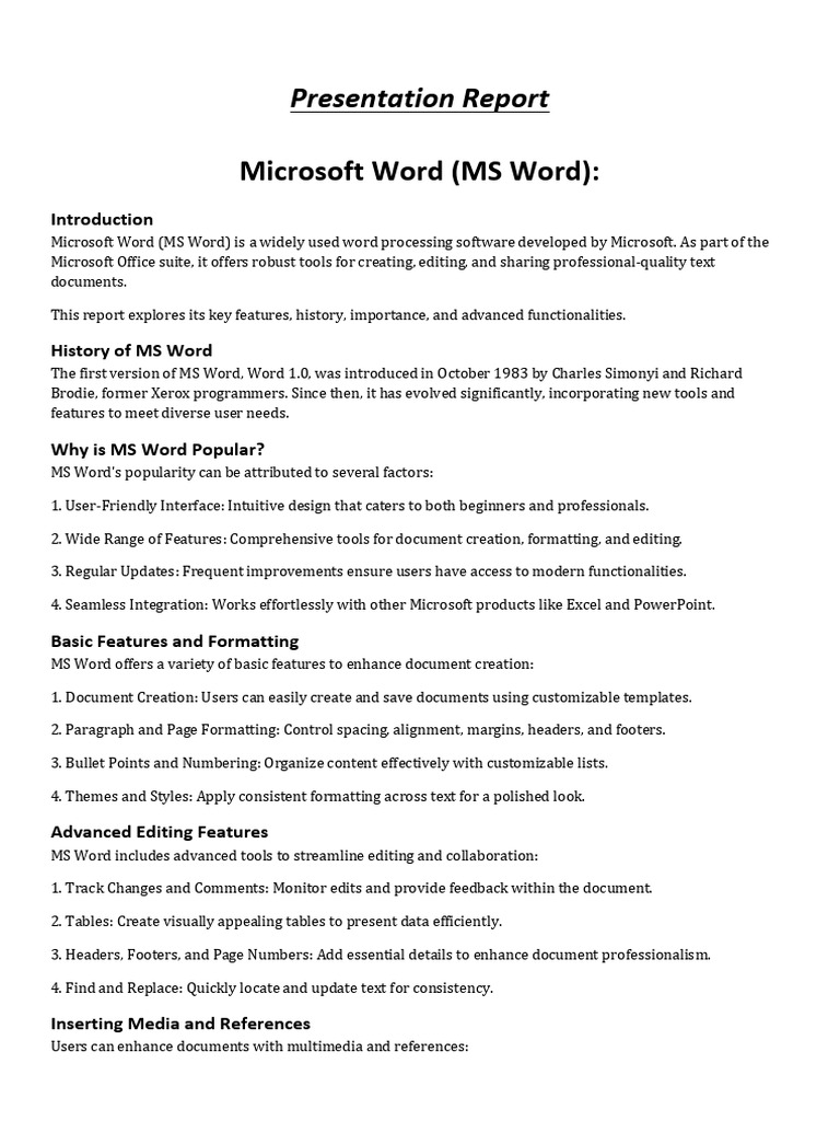 Enhanced_MS_Word_Presentation_Report | PDF | Microsoft Word | Microsoft Office