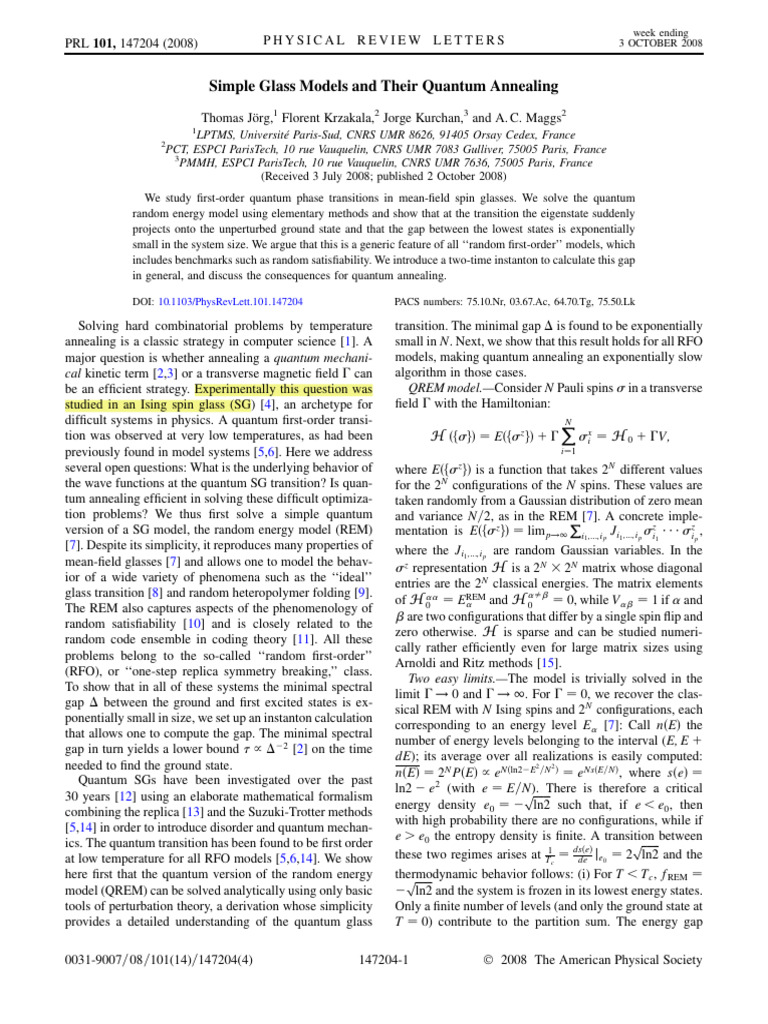 10 1103@PhysRevLett 101 147204 | PDF | Physics | Theoretical Physics