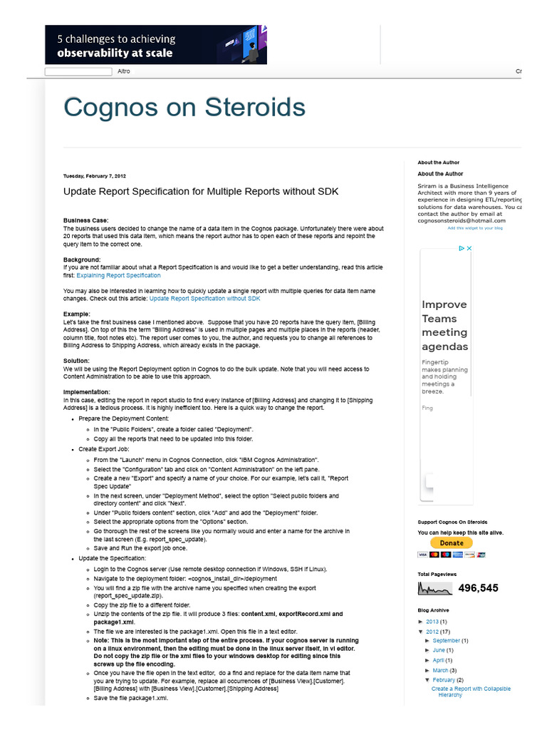 Cognos on Steroids_ Update Report Specification for Multiple Reports ...