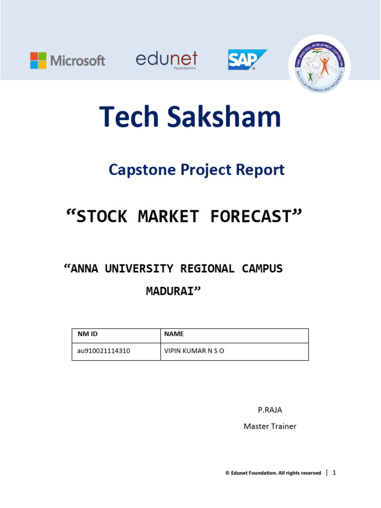 Stock Market Prediction Using ML | PDF | Data Analysis | Forecasting