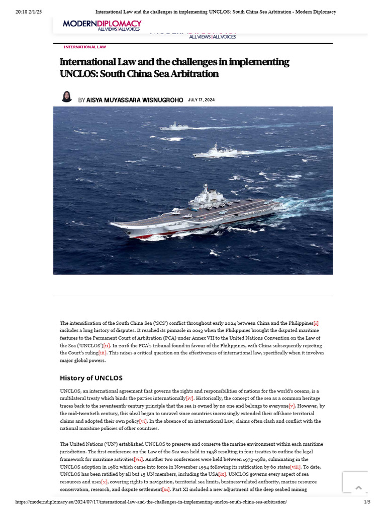 International Law and The Challenges in Implementing UNCLOS - South ...