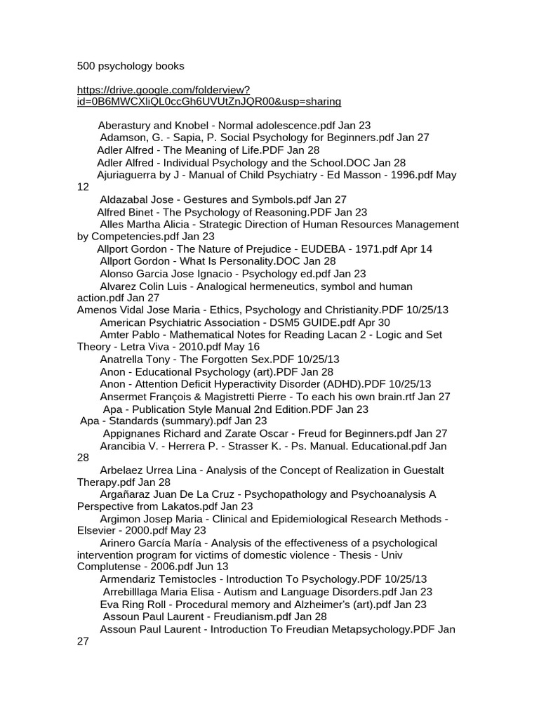 500 Free Psychology Books Collection | PDF | Carl Jung | Psychoanalysis