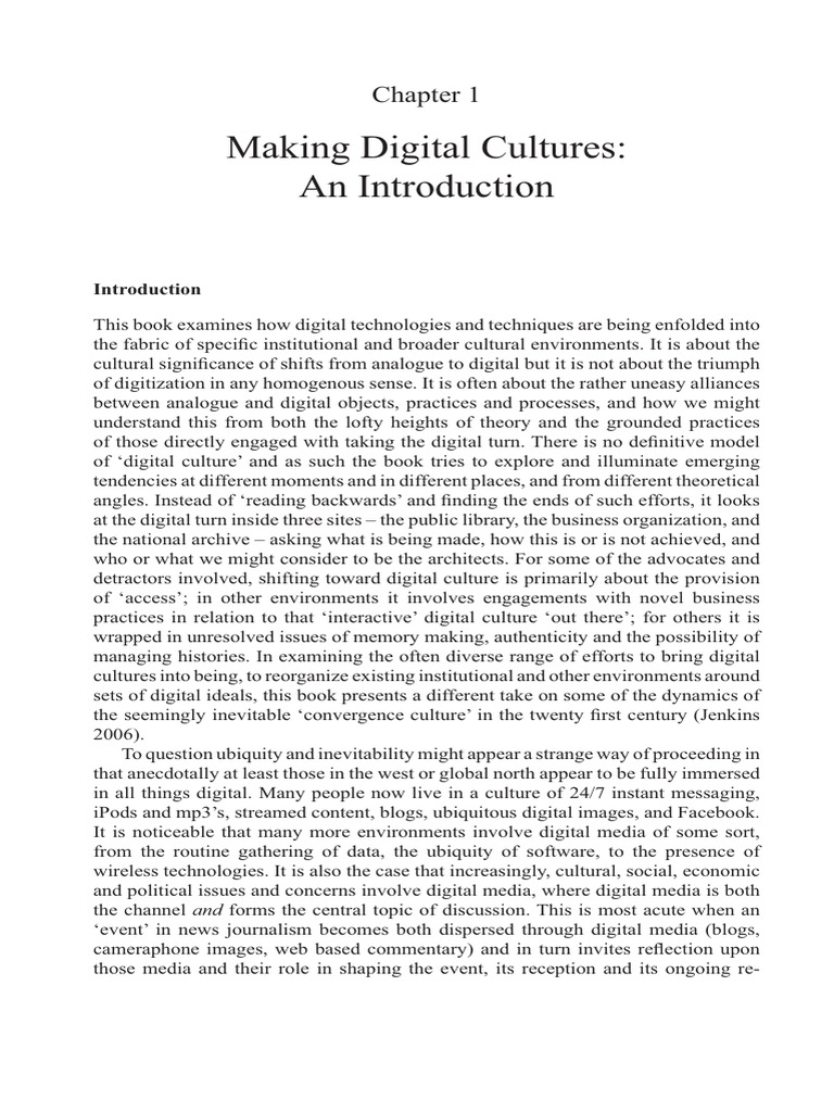 Making Digital Cultures Access Interactivity and A... - (1 Making ...