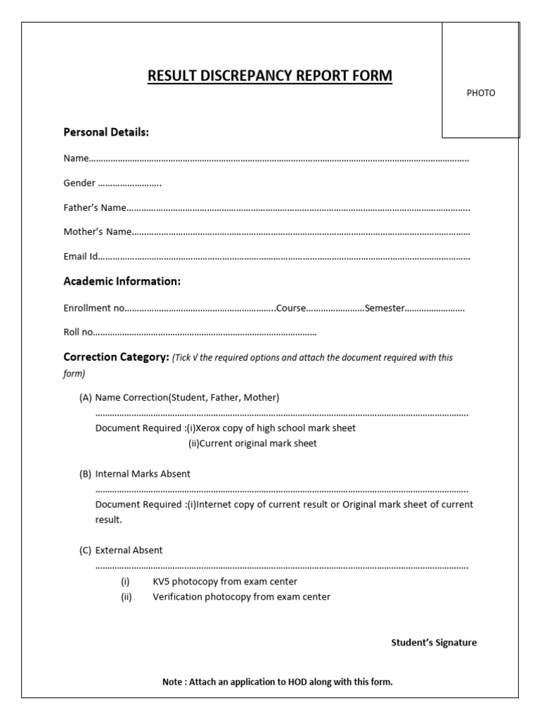 Result Discrepancy Report Form | PDF