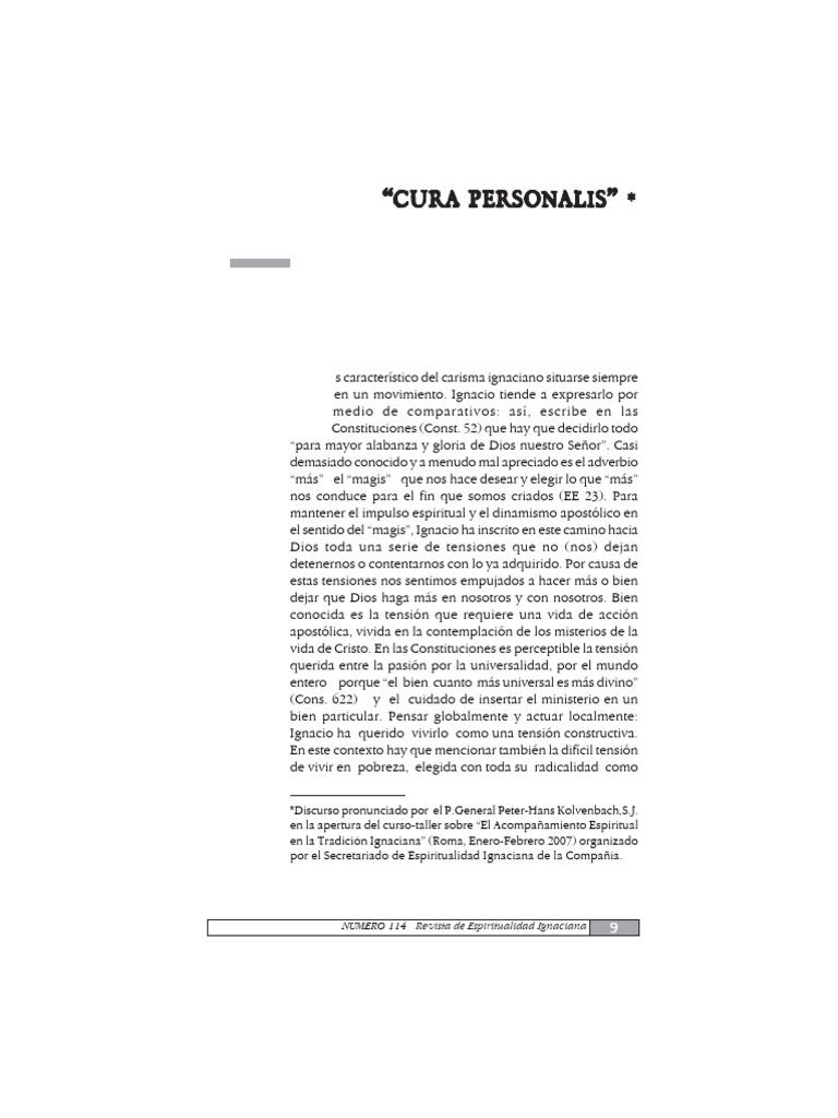 Kolvenback - Cura Personalis | PDF | Ignacio de Loyola | Dios