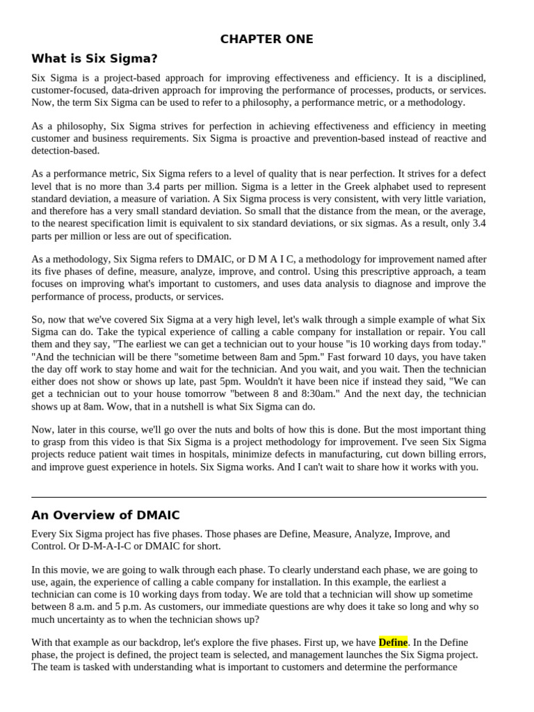 Traning on Six Sigma | PDF | Six Sigma | Standard Deviation