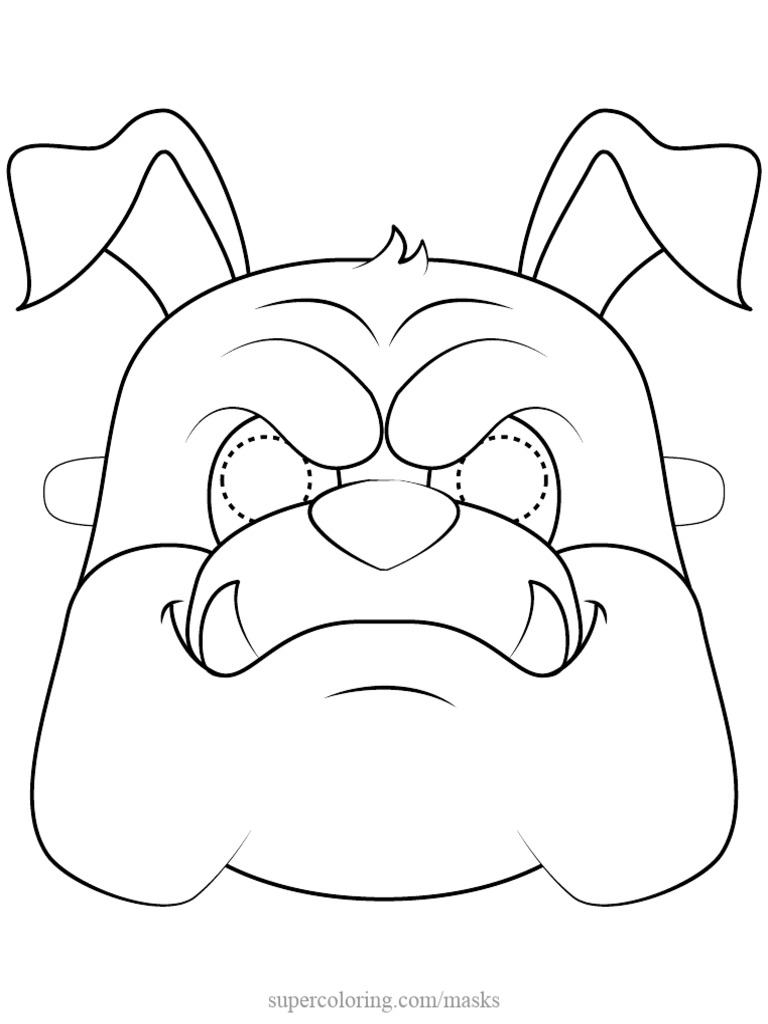 Bulldog Mask Outline Coloring Page | PDF