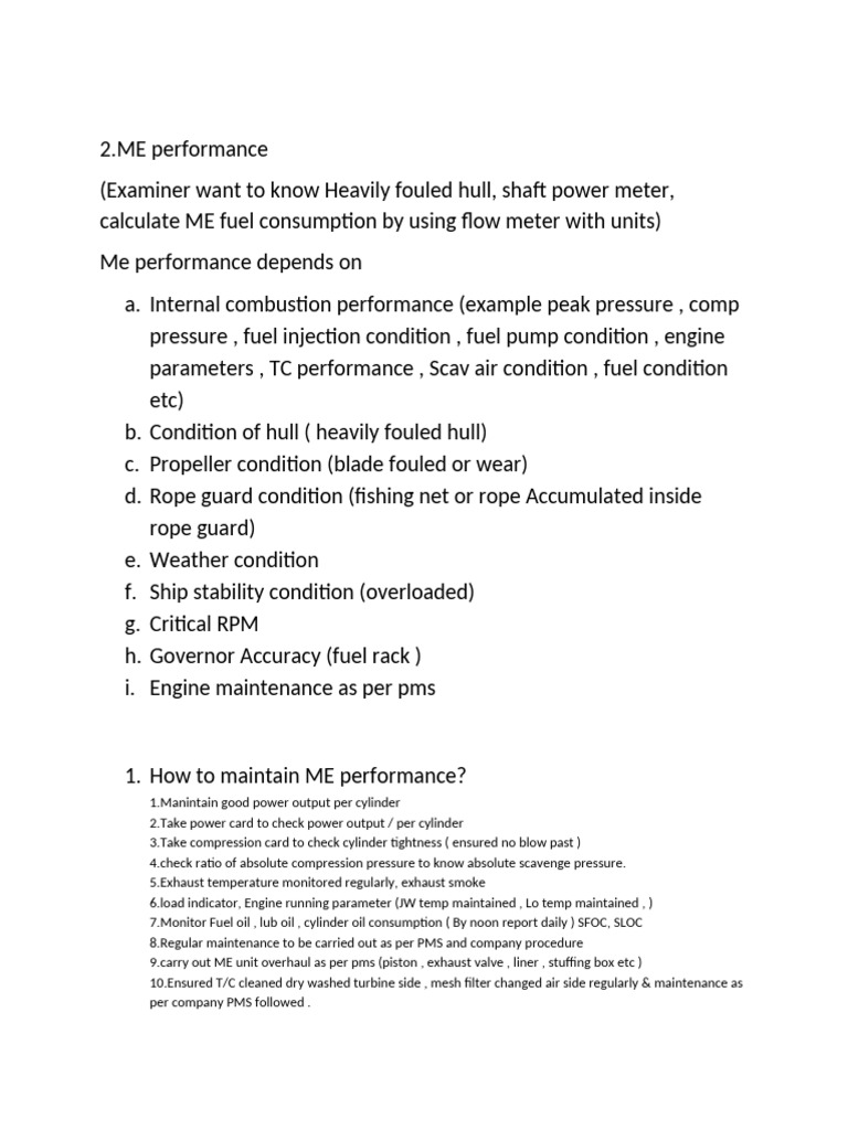 Main Engine Performance Analysis | PDF | Engines | Fuel Oil