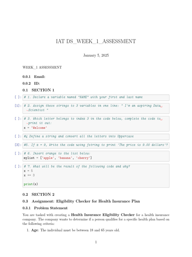 IAT DS_WEEK_1_ASSESSMENT-1 | PDF | Parameter (Computer Programming) | Computer Science