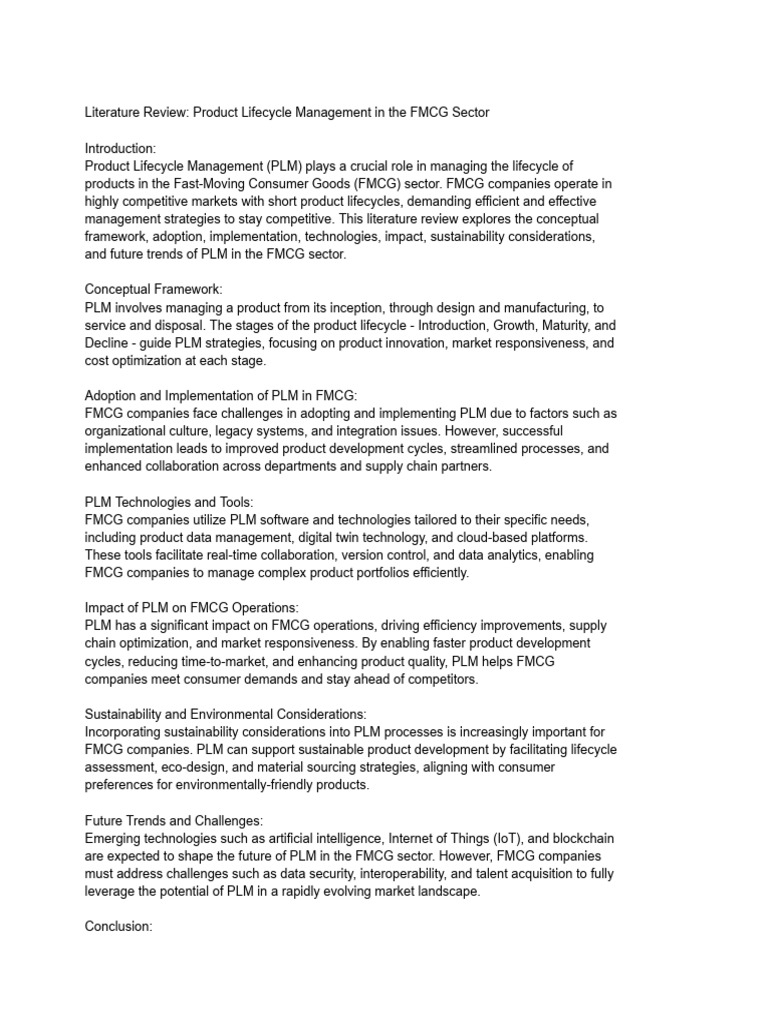 PLM Strategies in FMCG Sector | PDF | Product Lifecycle | Internet Of Things