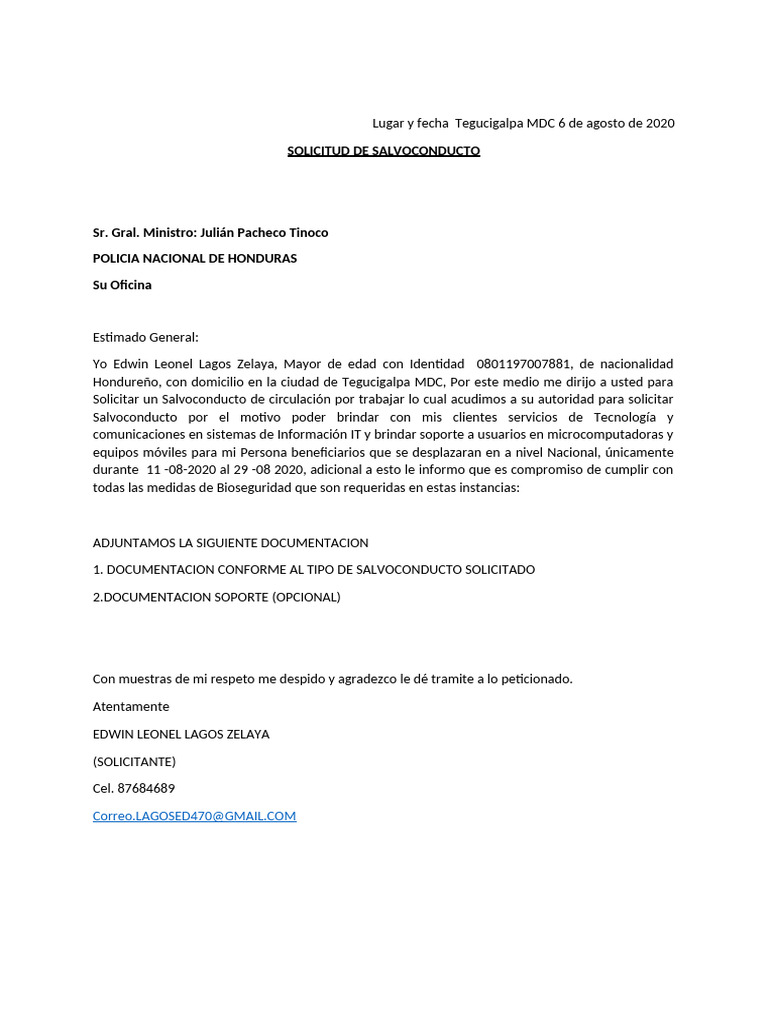 SOLICITUD - PARA - PERSONAS Edwin Leonel Lagos Zelaya | PDF
