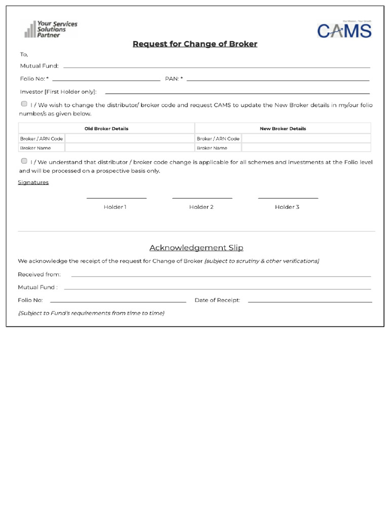 Request For Change in Broker | PDF