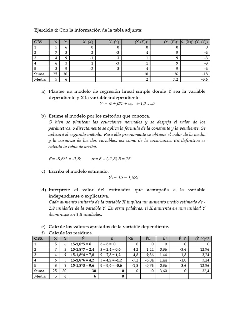 Exemple Exercici Resolt | PDF | Coeficiente de determinación | Análisis de los datos