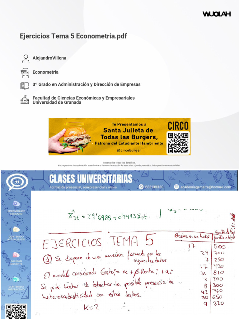 Wuolah-free-Ejercicios Tema 5 Econometría | PDF | Economias