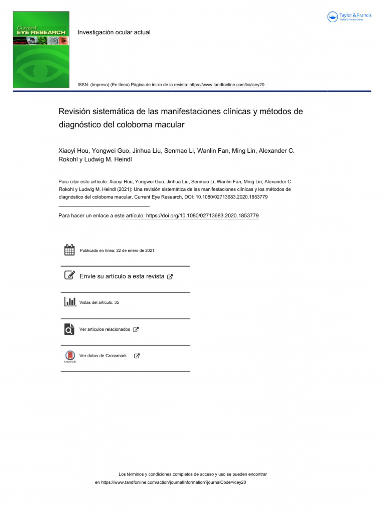Revisión del Coloboma Macular y Diagnóstico | PDF | Ojo | Percepción visual