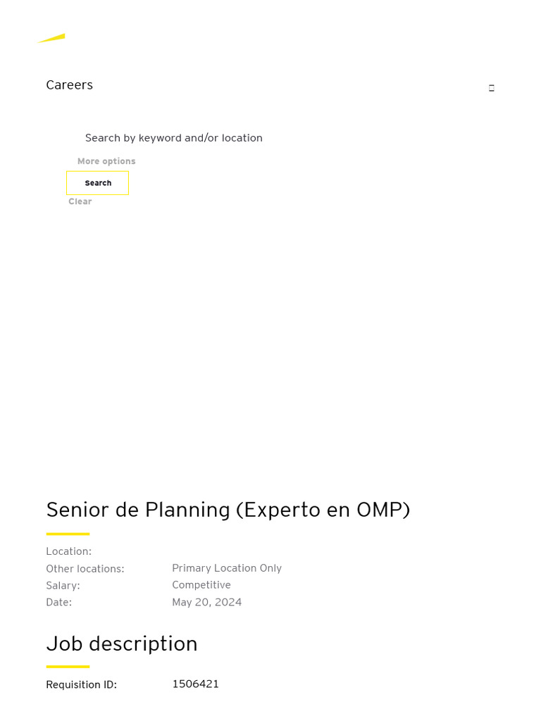 Senior de Planning (Experto en OMP) Job Details - EY | PDF | Liderazgo ...