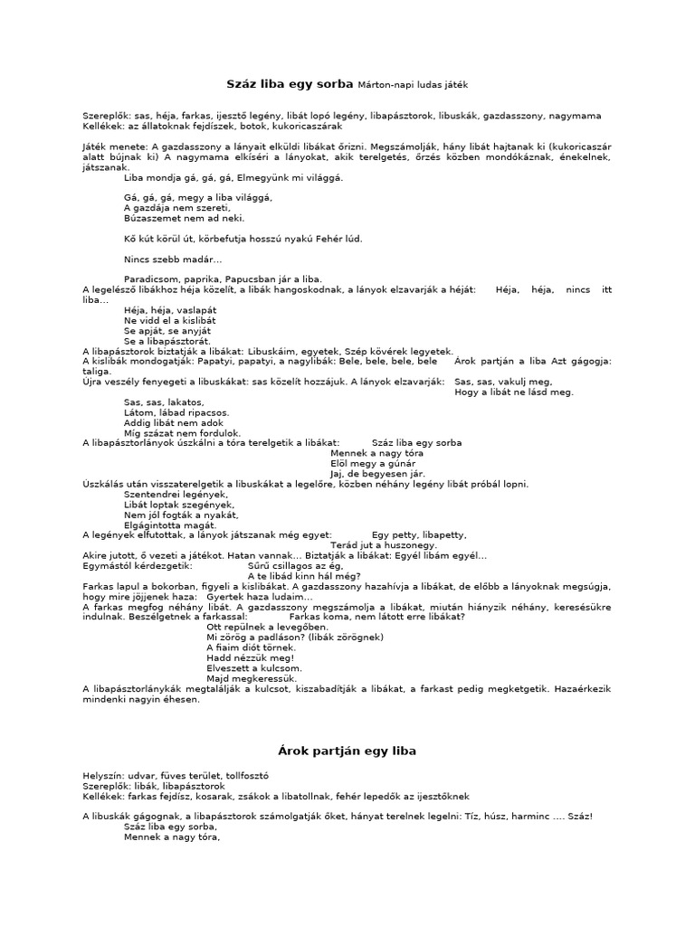 Száz Liba Egy Sorba Márton | PDF