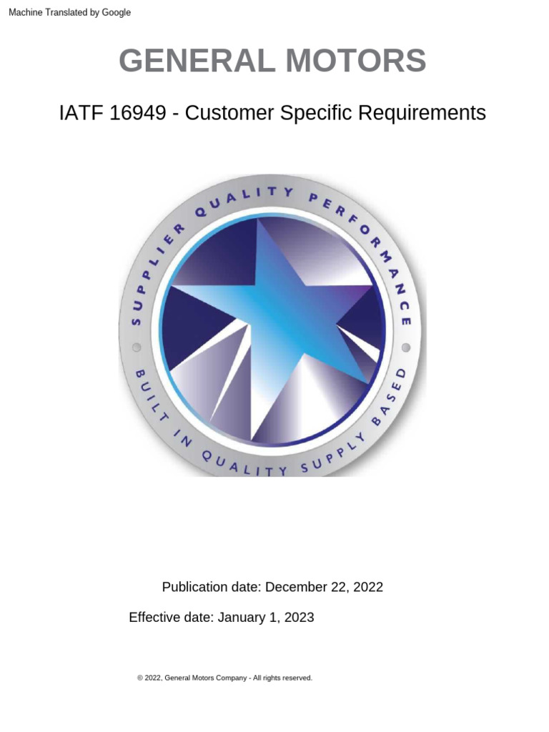 IATF 16949 GM CSR Jan 2023 | PDF | Audit | Quality Management