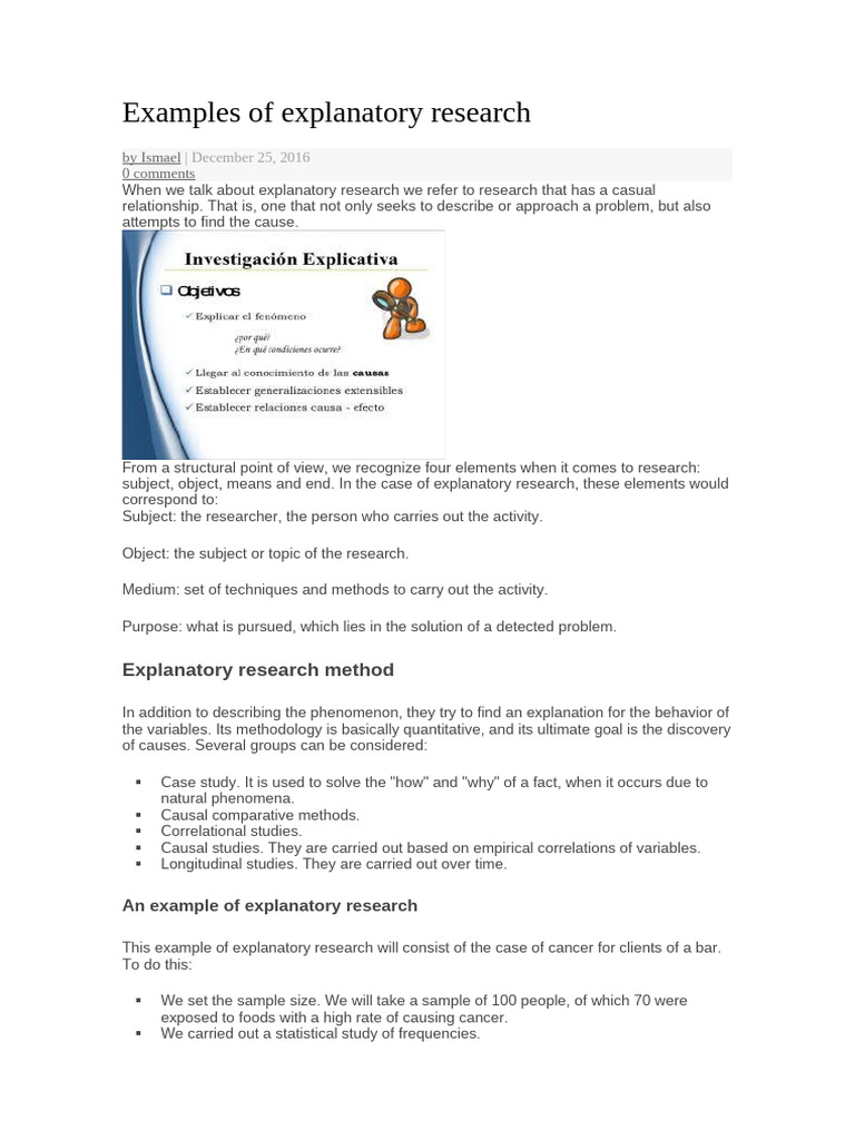 Explanatory Research Examples and Methods | PDF