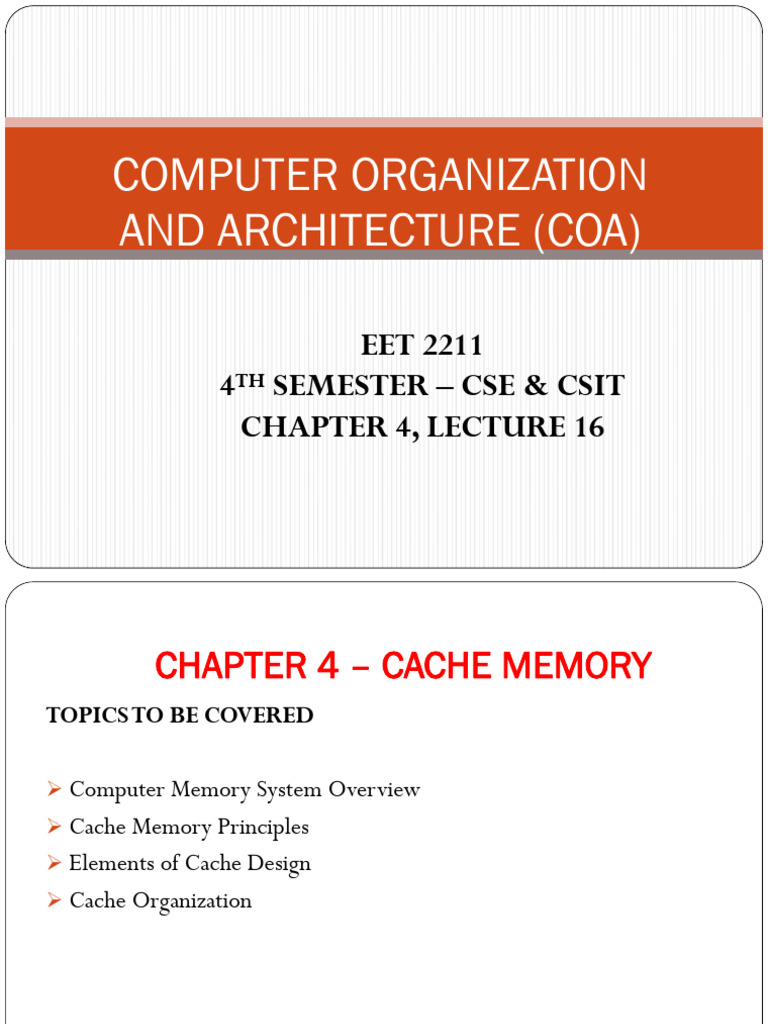 LECTURE 16 | PDF | Cpu Cache | Computer Memory
