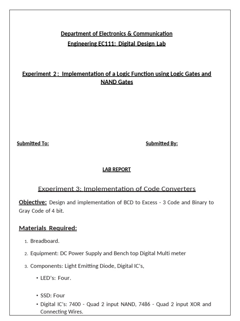 CODE CONVERTER | PDF | Logic Gate | Binary Coded Decimal