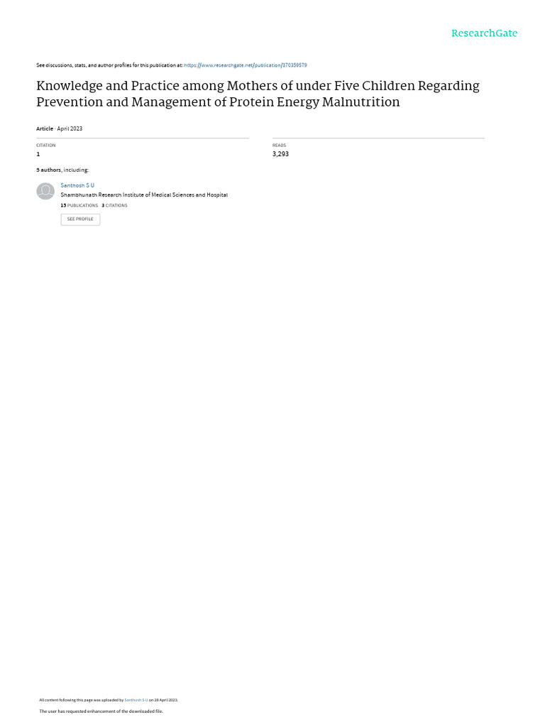 Knowledge and Perception On The Causes of Marasmus Among Children | PDF ...