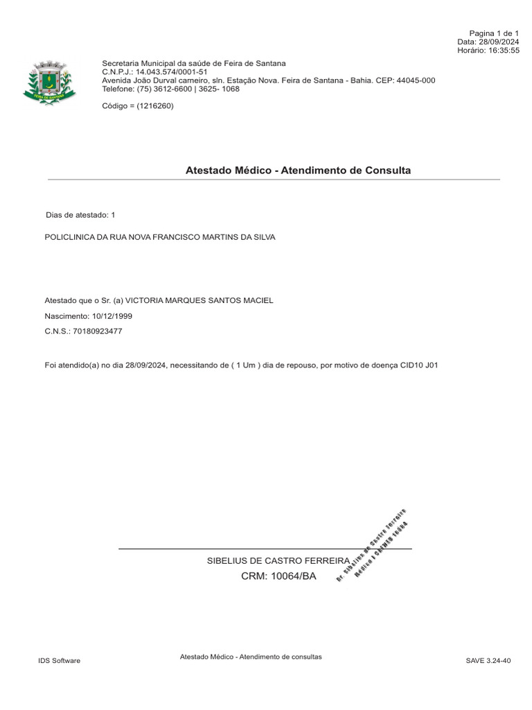 Atestado Falso 2.0 Victoria | PDF