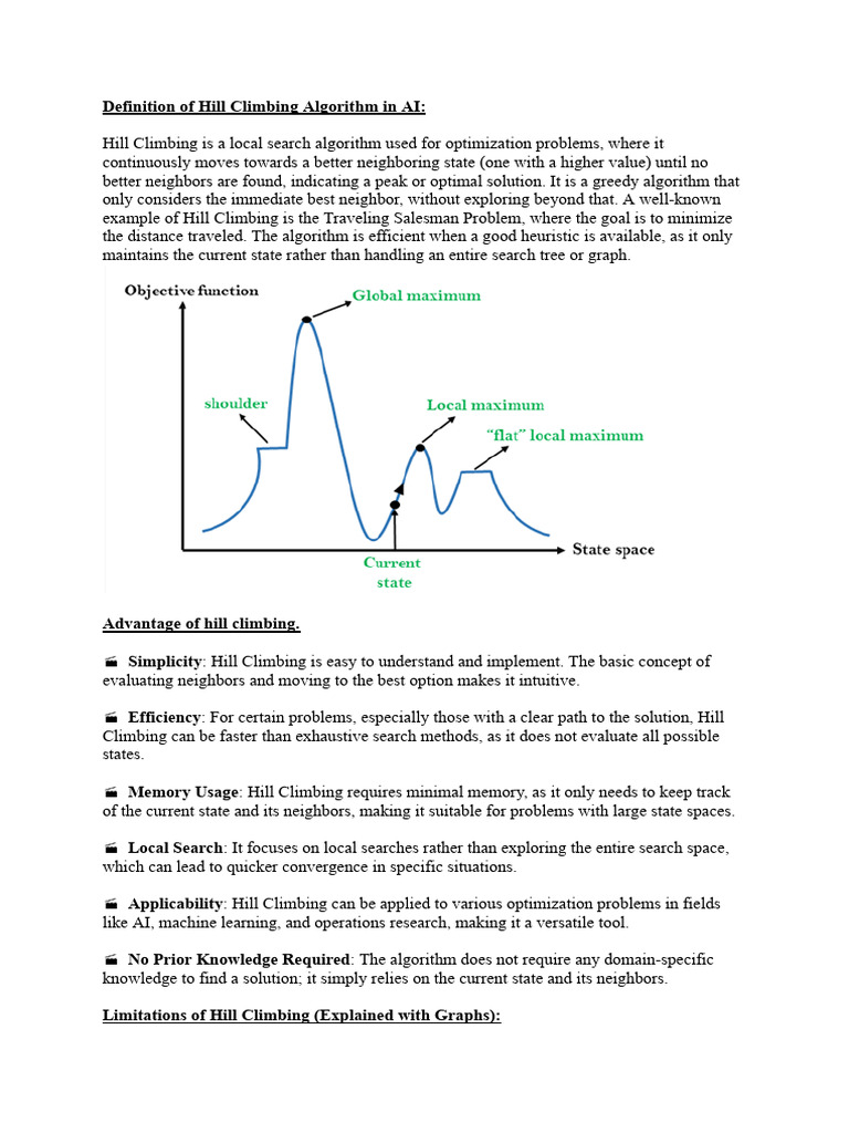 The Hill Climbing Algorithm Is A Local Search Technique That Continuously Moves Towards Higher ...