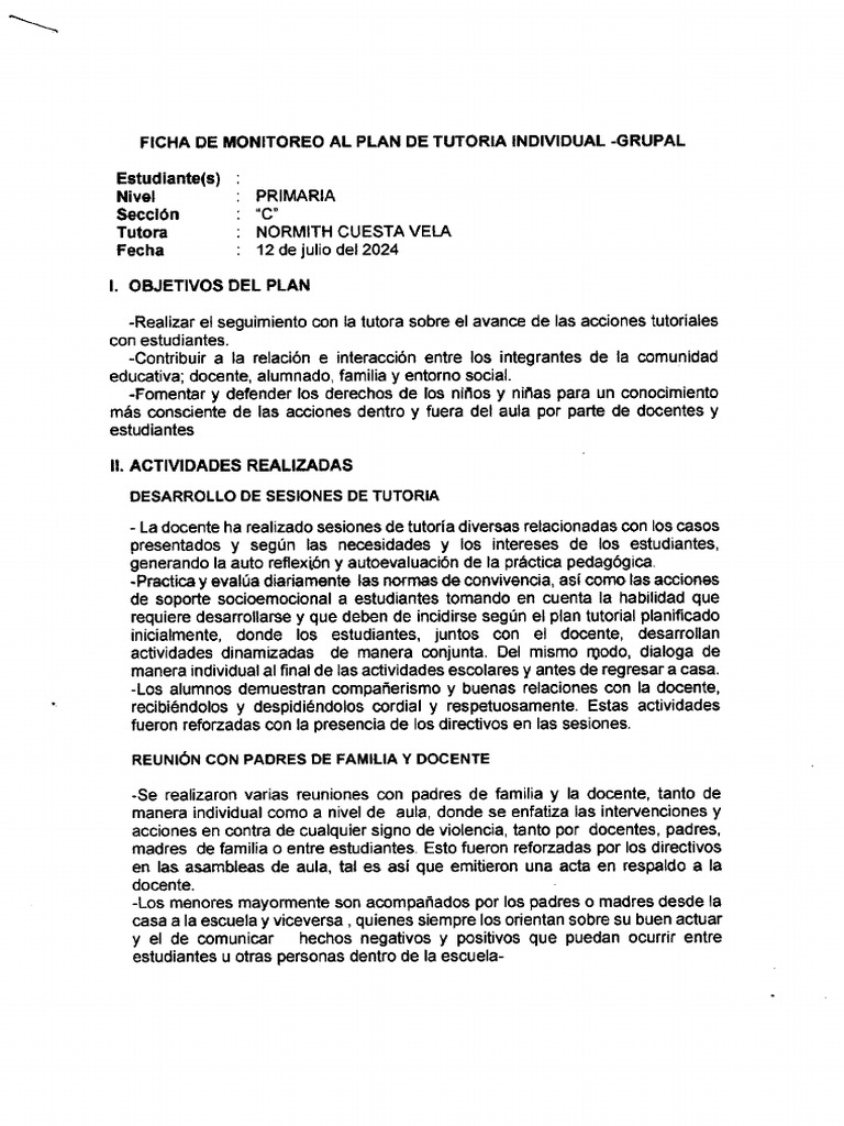 Ficha de Monitoreo - Normit | PDF