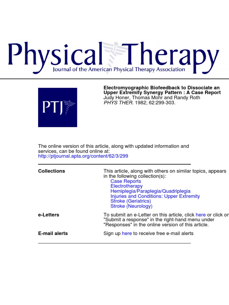 Upper Extremity Synergy Pattern: A Case Report Electromyographic ...