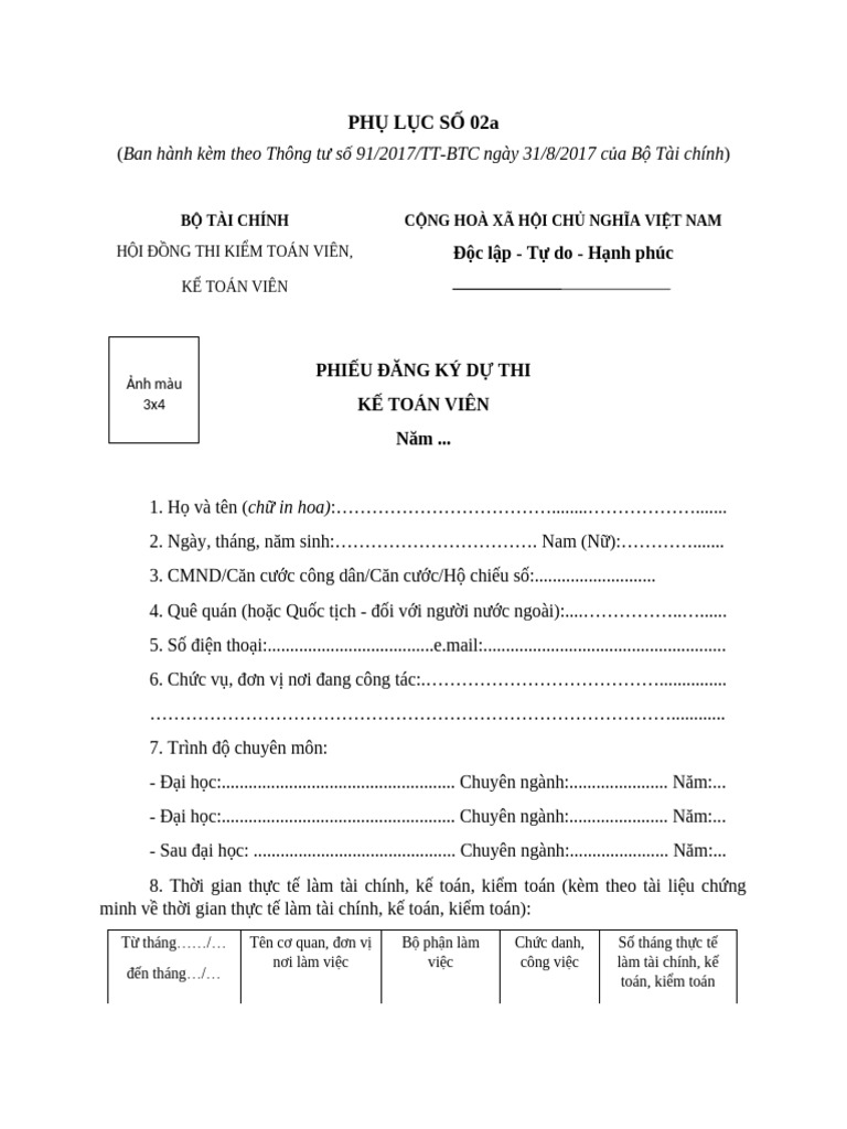 PHỤ LỤC SỐ 02a | PDF