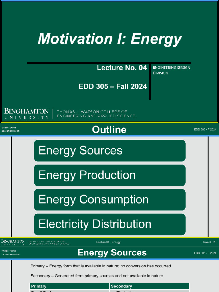 EDD 305 2024 Lecture 04 Energy | PDF | Energy Development | Fuels